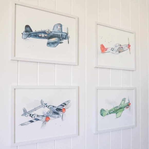 Etsy | Art | Wwil Airplane Prints Watercolor Military Aircraft Art ...